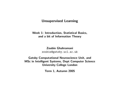 Lecture Slides - Cambridge Machine Learning Group