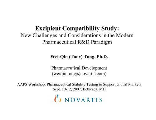 New Challenges with Excipient Compatibility Study