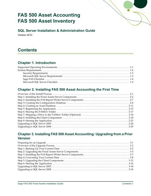FAS 500 Fixed Assets Installation & Administration Guide, v ... - Sage