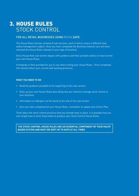 3. HOUSE RULES STOCK CONTROL - Food Standards Agency