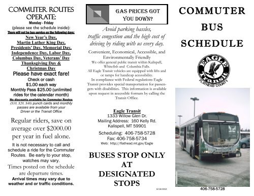 COMMUTER BUS SCHEDULE