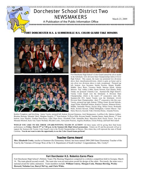 Dorchester School District Two NEWSMAKERS