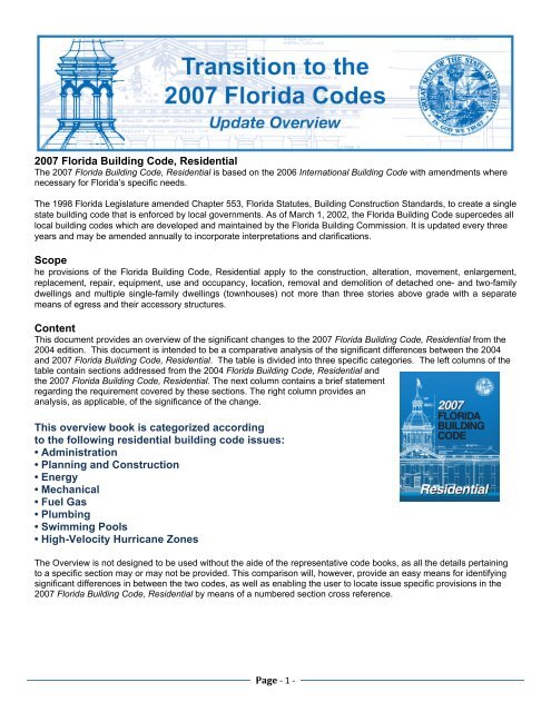 Residential, Update Overview - Florida Building Code Information ...