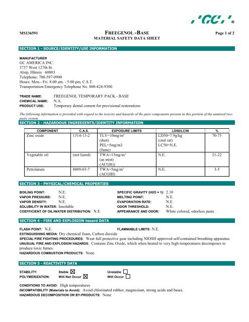 FREEGENOL -BASE - GC America