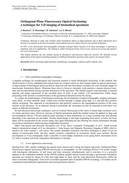 Orthogonal-Plane Fluorescence Optical Sectioning - Evolutionary ...