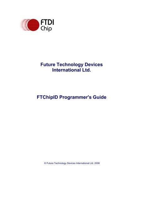FTChipID Programmer's Guide - FTDI