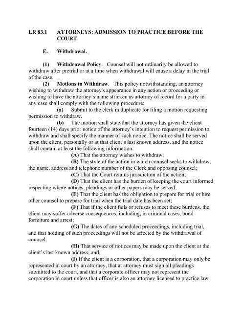 Local Rule 83.1E - Northern District of Georgia