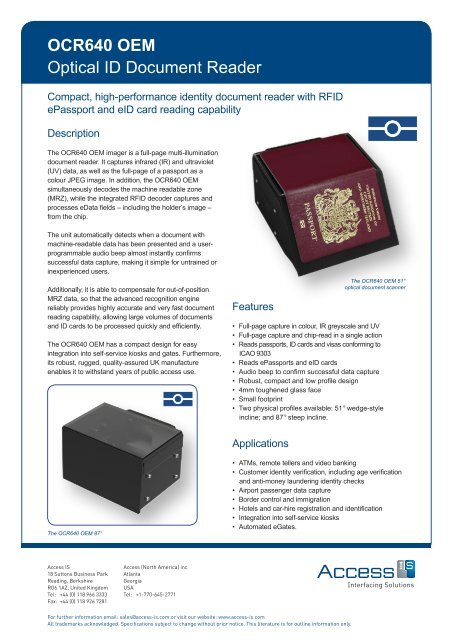 OCR640 OEM datasheet - Access IS