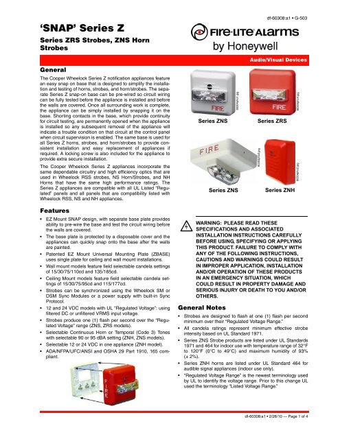 'SNAP' Series Z - Fire-Lite Alarms