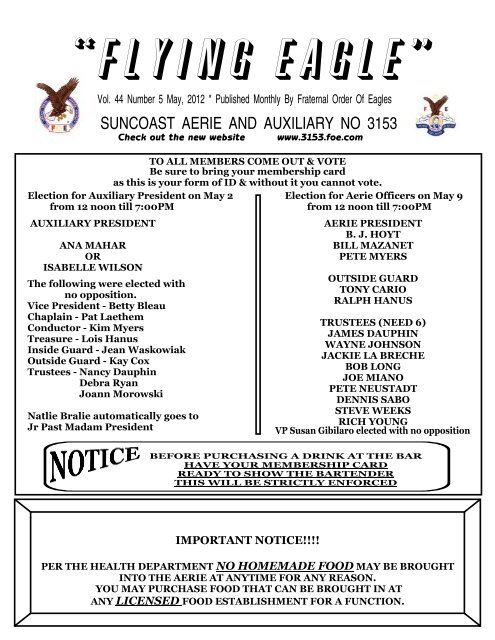 May 2012 Newsletter - Fraternal Order of Eagles