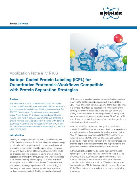 Isotope-Coded Protein Labeling (ICPL) - Bruker Daltonics