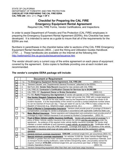 Checklist for Preparing the CDF-294 Emergency Equipment Rental ...