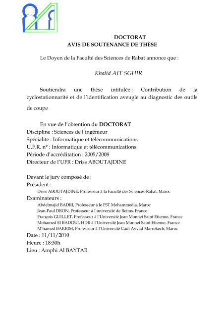 la coupe géologique - Faculté des Sciences de Rabat