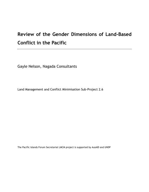 Gender Land and Conflict Minimization in the Pacific - Pacific ...