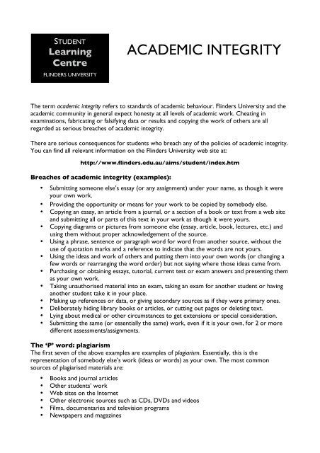 Academic Integrity – Information for Students - Flinders University