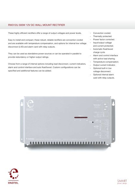 Enatel RW312U DC Wallmount Rectifier Product Brochure