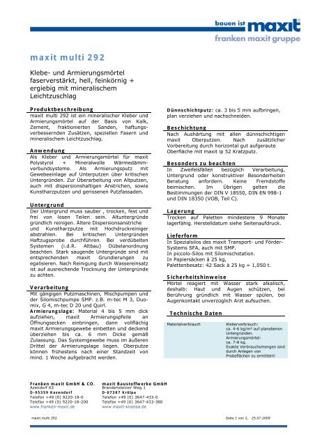 maxit multi 292 - maxit Baustoffwerke GmbH