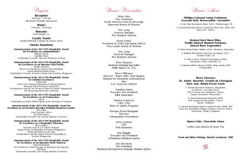 Dinner Program - Fred Tibbitts & Associates