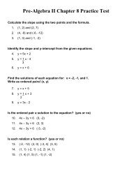 Chapter 7 Practice Test Answer Key Pre-Algebra 1) 5a – 10 = 4a + 8 ...