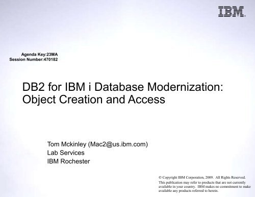 DB2 for IBM i Database Modernization: Object ... - Adsero Optima