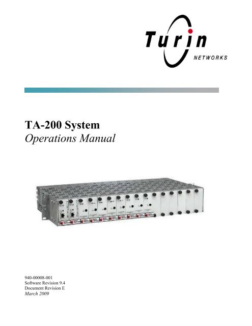 TA-200 System Operations Manual - Force10 Networks