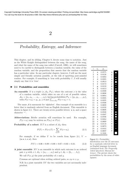 Probability, Entropy, and Inference - FMRIB