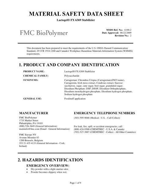 Lactogel® FX 6369 Stabilizier - FMC Corporation