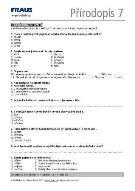 Test 17 - Čeleď lipnicovité - Fraus