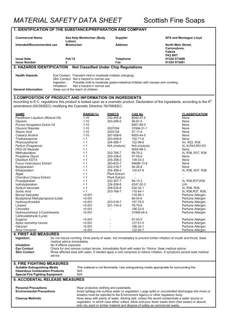 MATERIAL SAFETY DATA SHEE