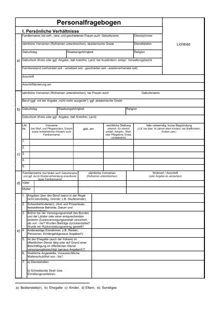 Personalfragebogen