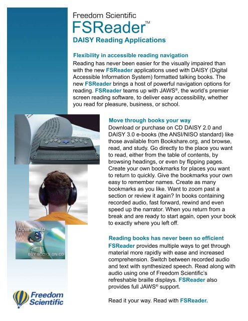 FSReader Data Sheet (PDF) - Freedom Scientific