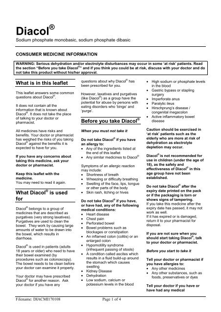 Diacol CMI - clean 170108 - Fresenius Kabi Australia