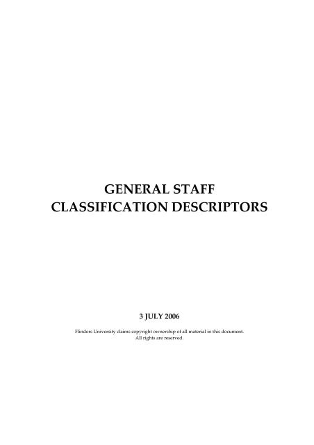 general staff classification descriptors - Flinders University