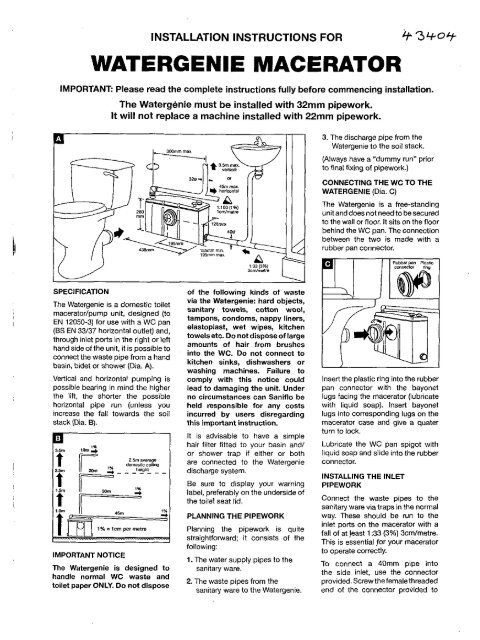 WATERGENIE MACERATOR - Free-Instruction-Manuals.com