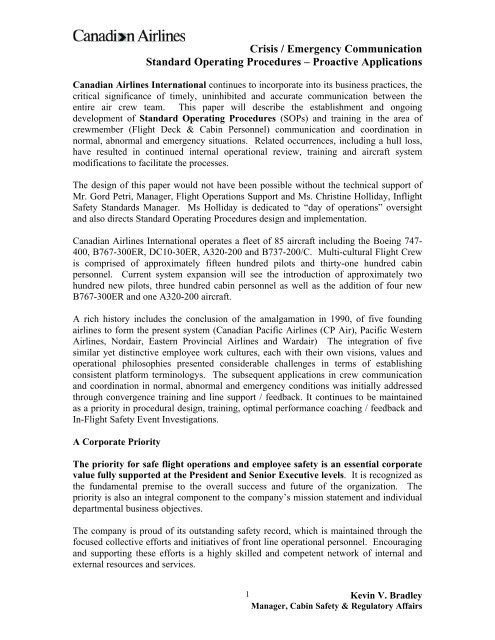 Crisis / Emergency Communication Standard Operating Procedures ...