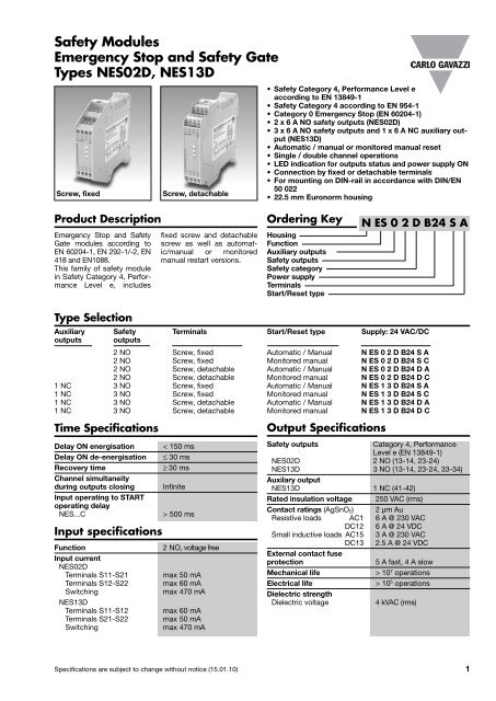 Module for Emergency Stop & Safety Gates