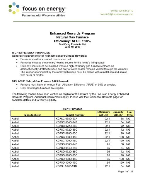 Enhanced Rewards Program Natural Gas ... - Focus on Energy