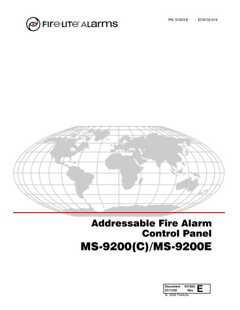 MS-9200(C)/MS-9200E - Fire-Lite Alarms
