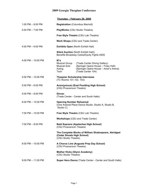 2009 Georgia Thespian Conference - Georgia Thespians