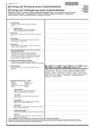 Antrag auf Erteilung bzw. Verlängerung eines Aufenthaltstitels