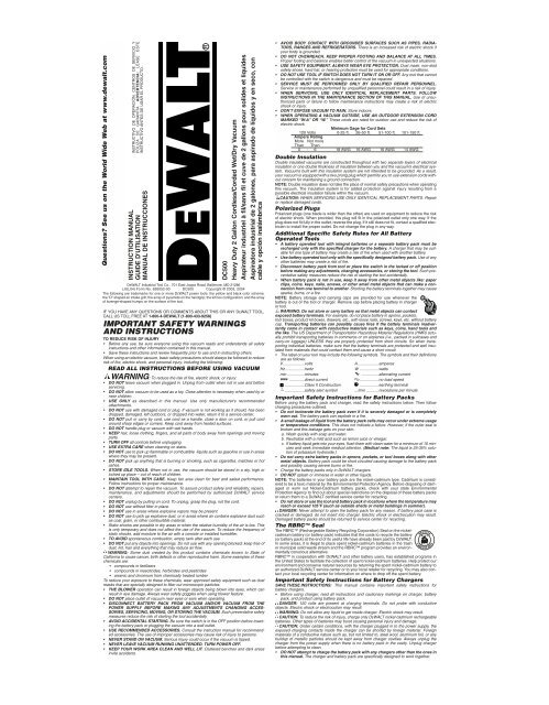 important safety warnings and instructions - Home Depot