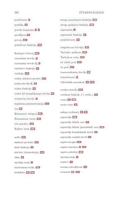 296 STVARNO KAZALO poziti