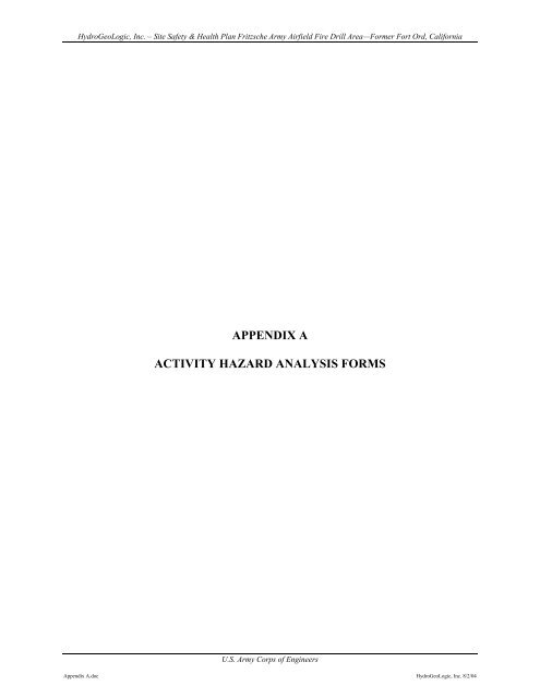 appendix a activity hazard analysis forms - Former Fort Ord ...