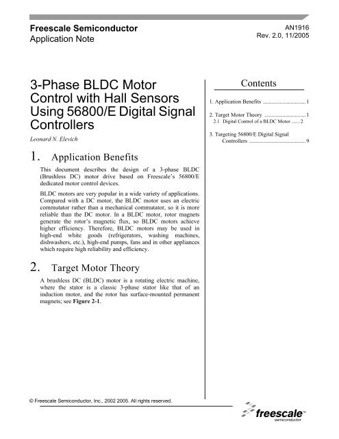 3-Phase BLDC Motor Control with Hall Sensors Using ... - Freescale