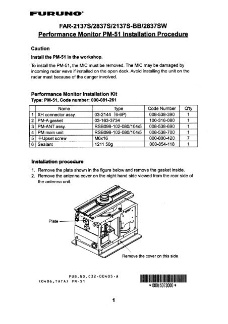 PM51 Installation Instructions. - Furuno USA