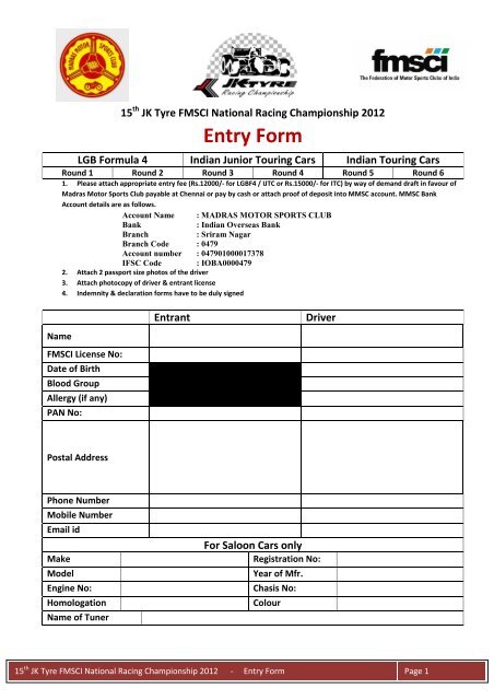 Entry Form - The FMSCI
