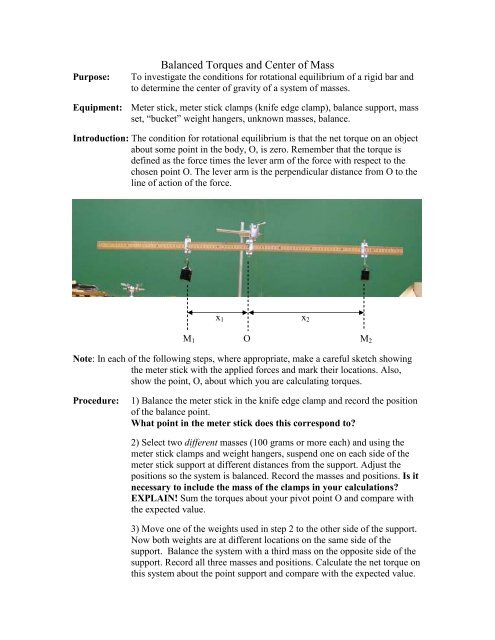 Balanced Torques and Center of Mass