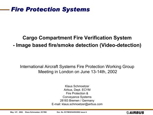 Cargo fire verification system - Fire Safety Branch - FAA