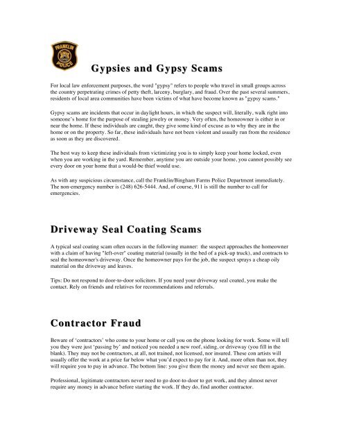 Gypsies and Gypsy Scams