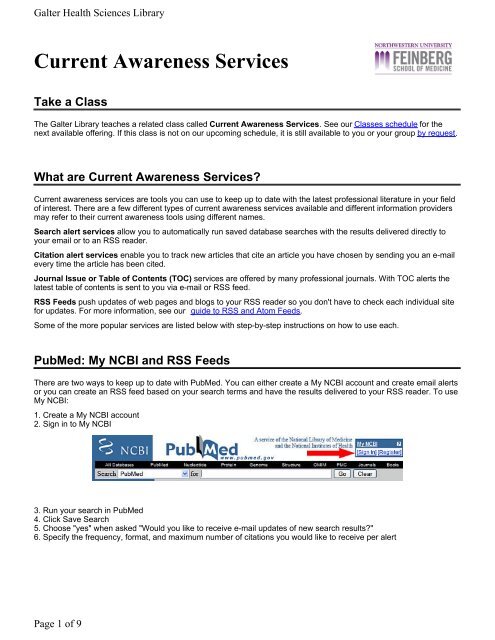 Current Awareness Services - Galter Health Sciences Library ...